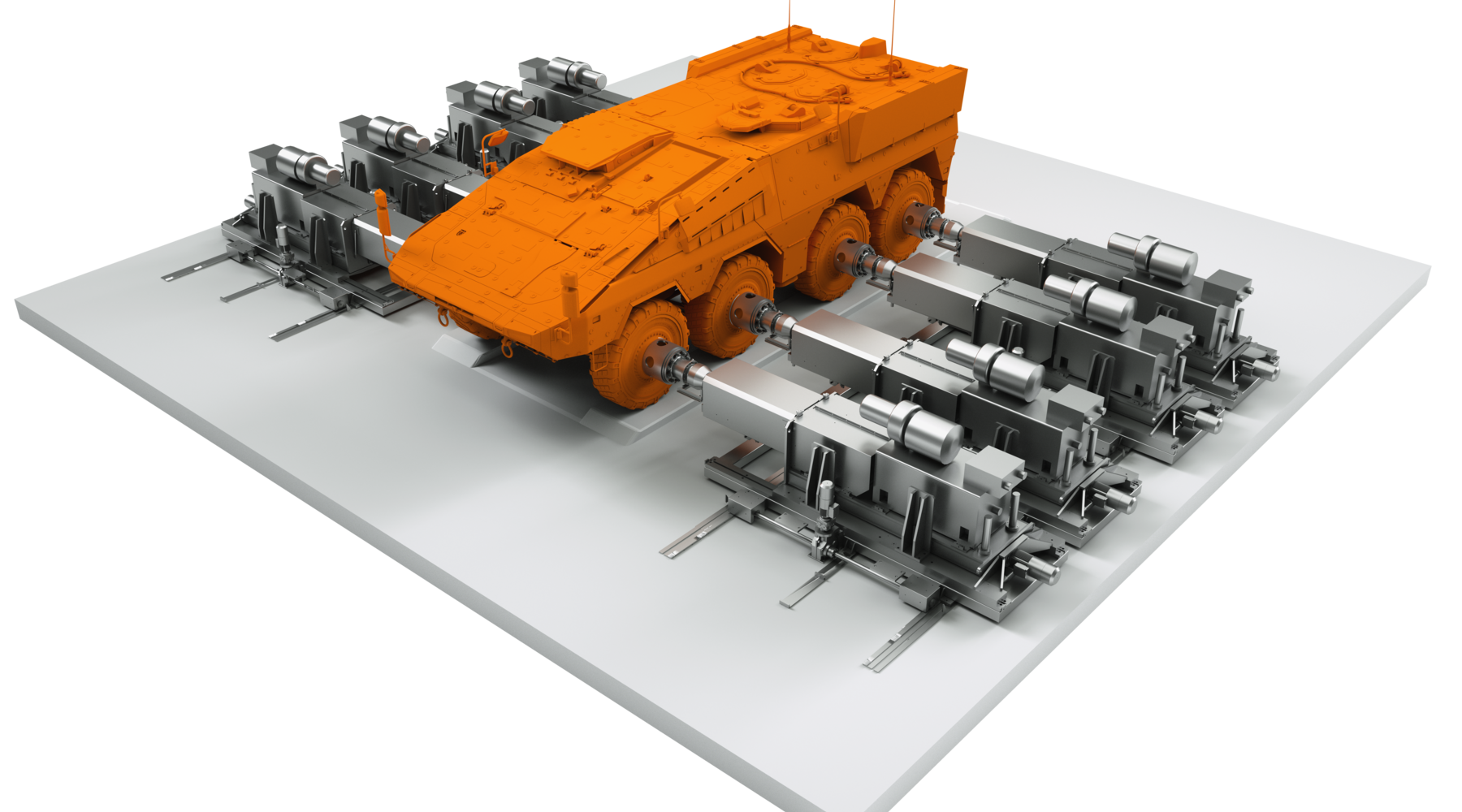Hub-loading test rigs for tracked and wheeled vehicles - RENK